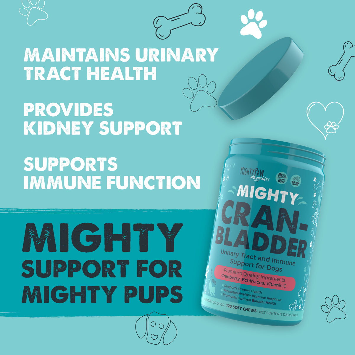 Mighty Cran-Bladder Chews for Dogs – Urinary and Antioxidant Support