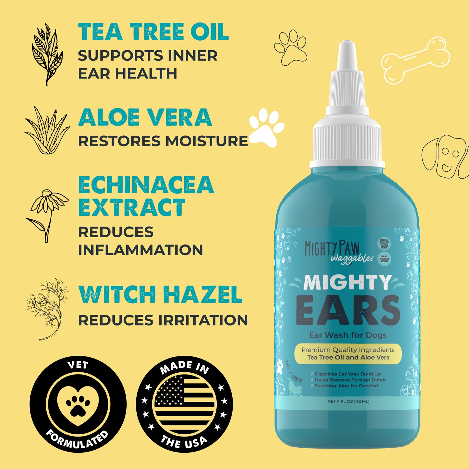 Mighty Ears Ear Wash for Dogs – Gentle, Effective, and Soothing