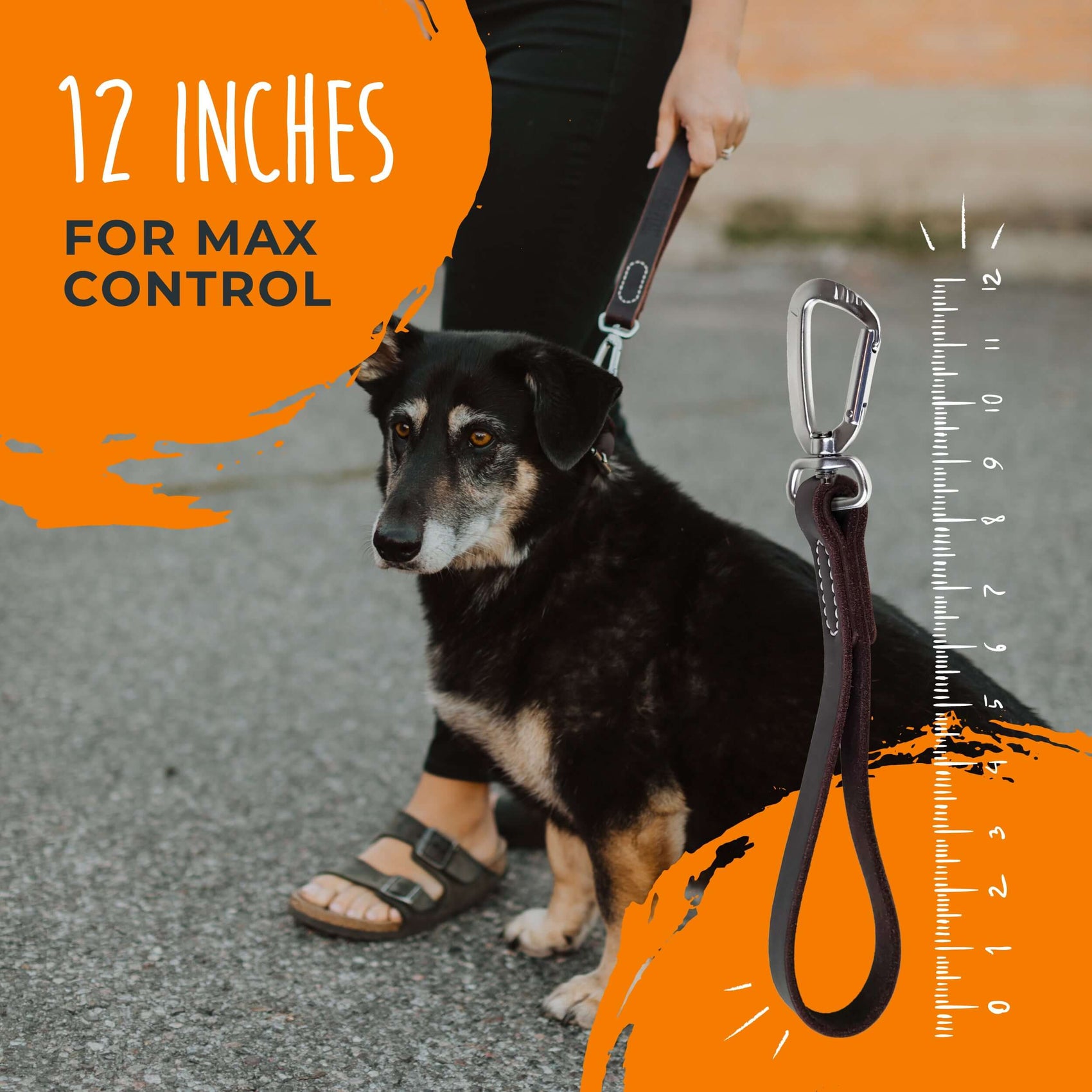 Mighty Paw Leather Leash Tab – Short and Strong Dog Leash