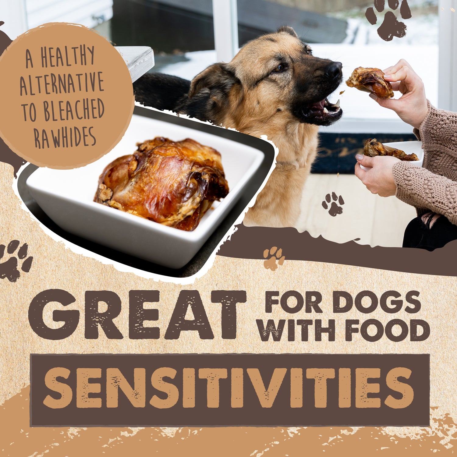 Mighty Paw Cow Kneecap Chews for Dogs | Natural & Meaty Treats
