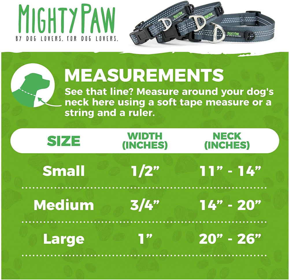 Mighty Paw Reflective Standard Dog Collar – Enhanced Visibility and Comfort