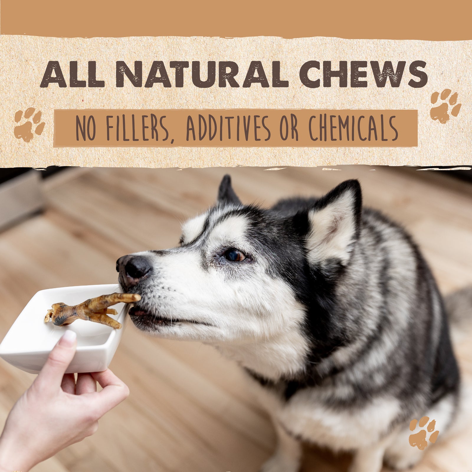 Mighty Paw Chicken Feet Dog Chews | Crunchy & Nutritious Treats